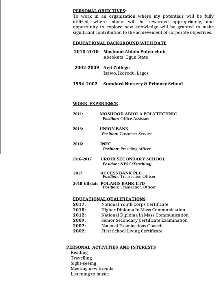 AYOKUNMI I. MOBEE CV | PDF AYOKUNMI I. MOBEE CV | PDF