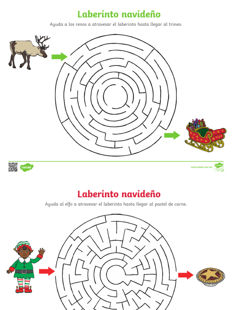 Laberintos Navideños para Niños | PDF