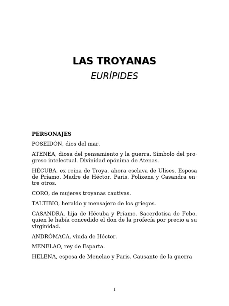 Euripides - Las Troyanas | PDF | Helena de Troya | Poesía