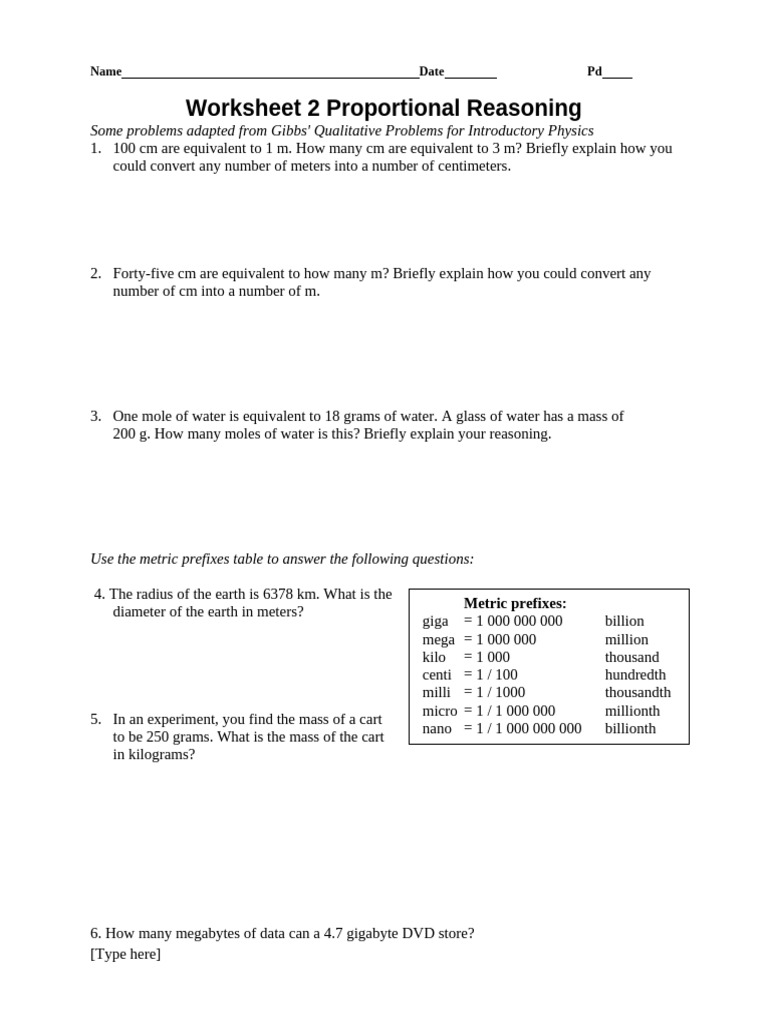 Ws 2 Proportional Resoning | PDF