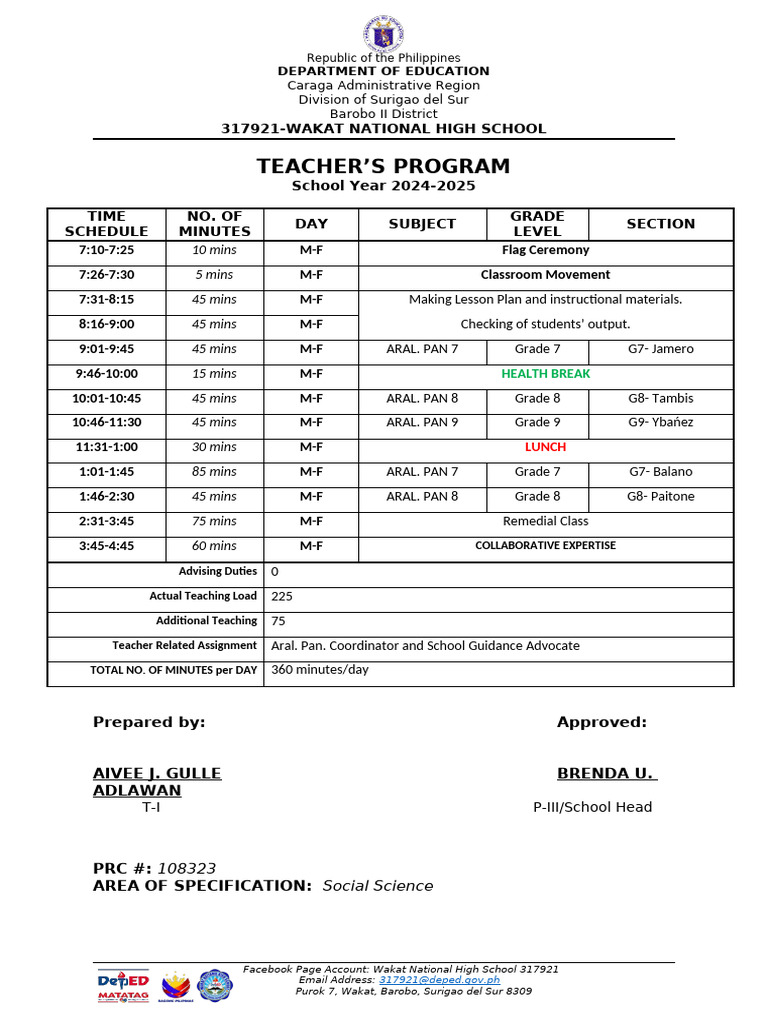 Teachers Class Program EDITED | PDF