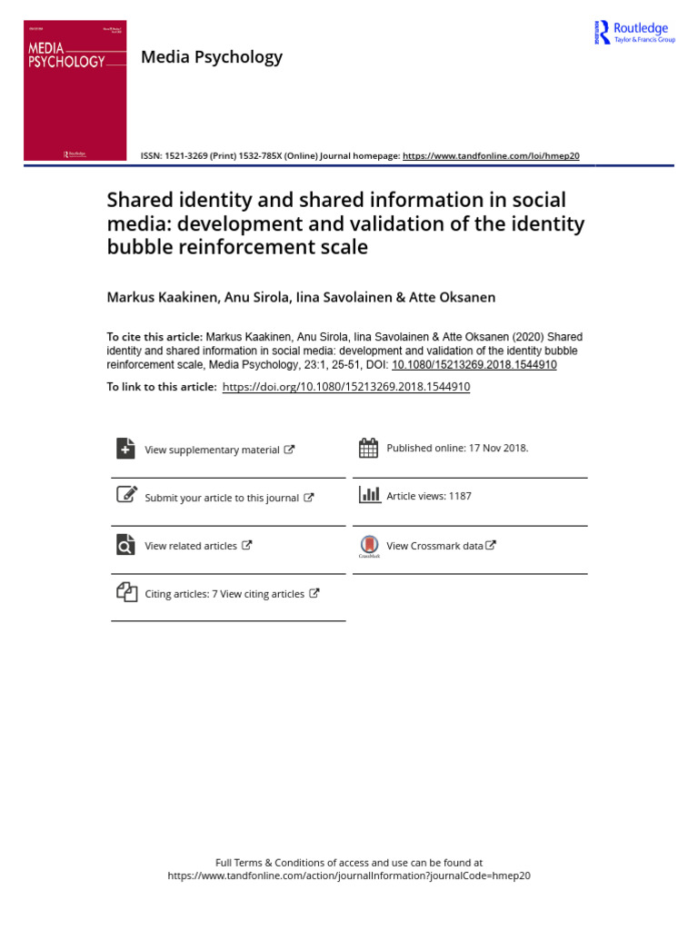 Shared Identity and Shared Information in Social Media: Development and ...