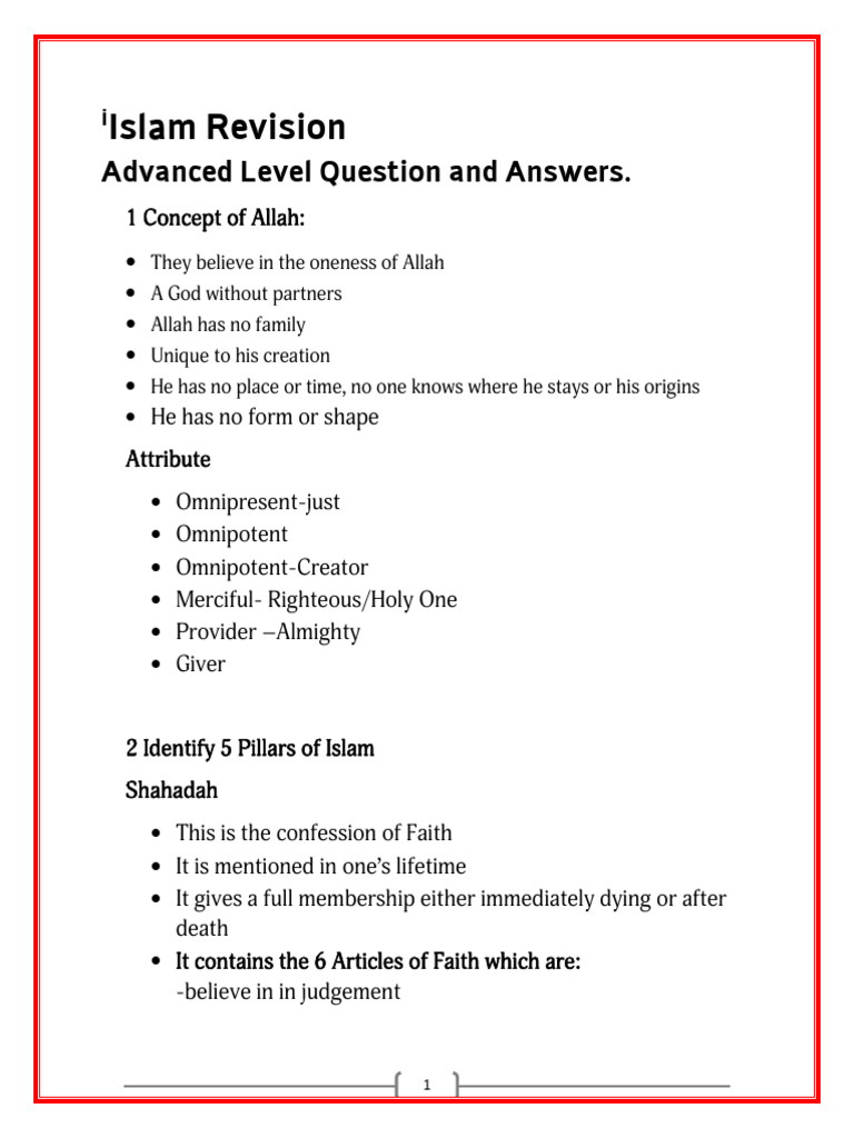 A Level Islam Revision | PDF