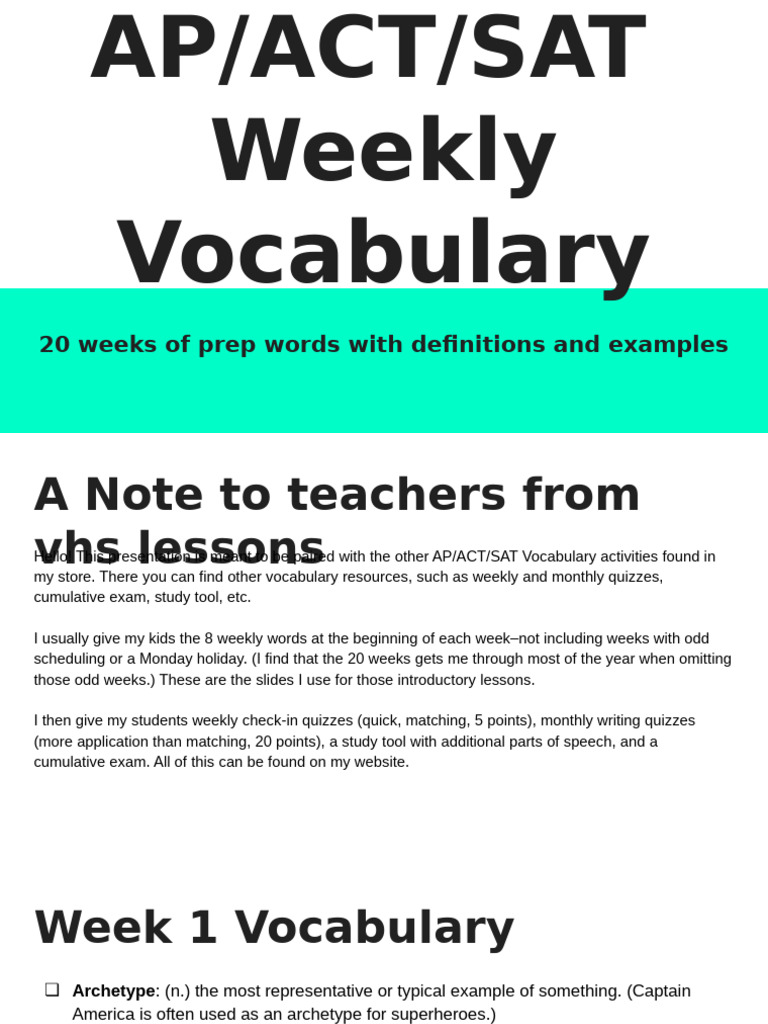 APACTSATWeeklyvocabulary 1 | PDF