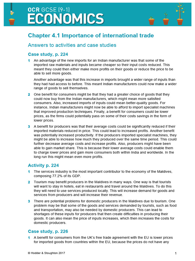 OCR GCSE Economics Chapter 4 - 1 | PDF