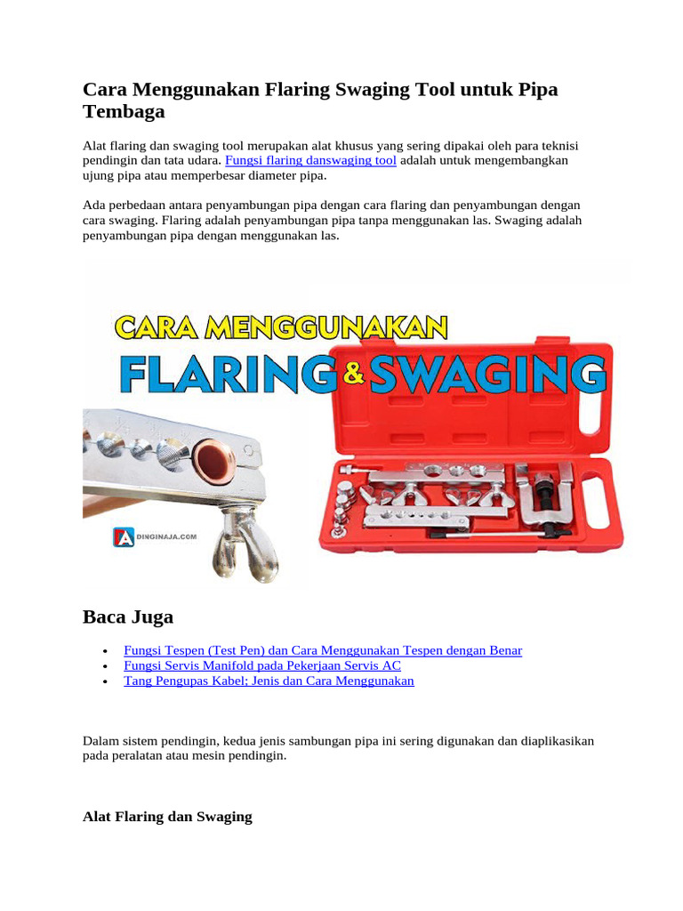 Cara Flaring dan Swaging Pipa AC | PDF