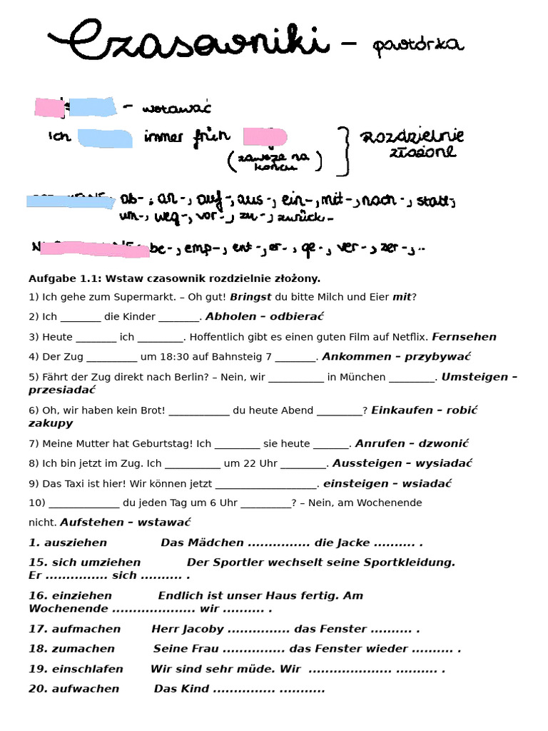 Karta Pracy - Czasowniki | PDF