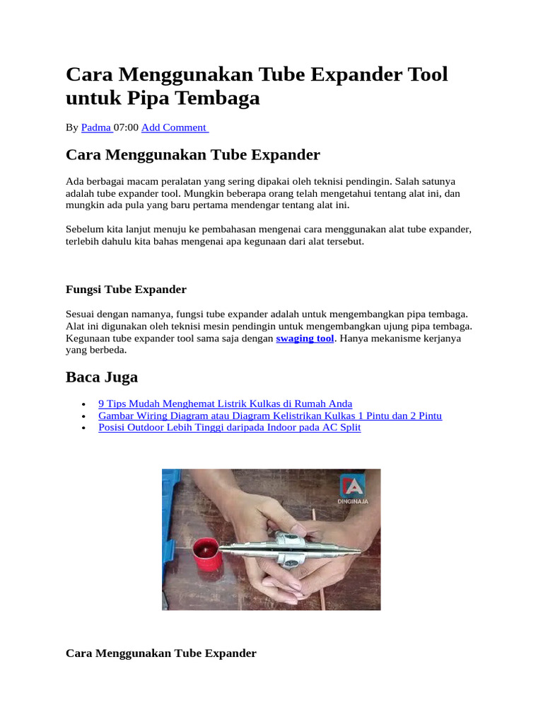 Cara Menggunakan Tube Expander Swaging | PDF | Teknologi & Rekayasa