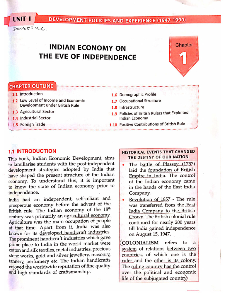 Indian Economic Development Chap 1&2-1 | PDF
