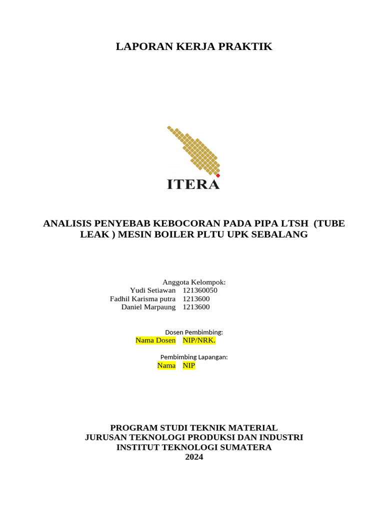 LAPORAN YUDI -KP-MT-ITERA-2024 | PDF LAPORAN YUDI -KP-MT-ITERA-2024 | PDF