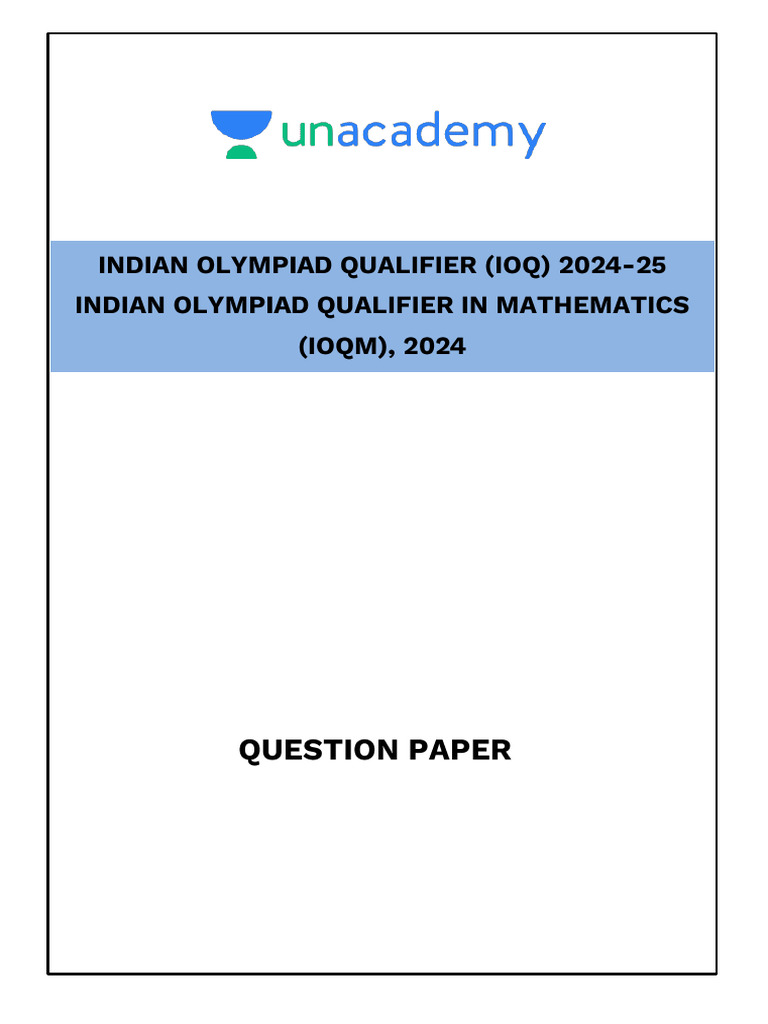 IOQM 8 Sep. 2024 Question Paper | PDF