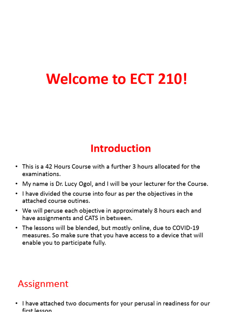 1. Welcome to ECT 210 2021 Second Year First Semester | PDF