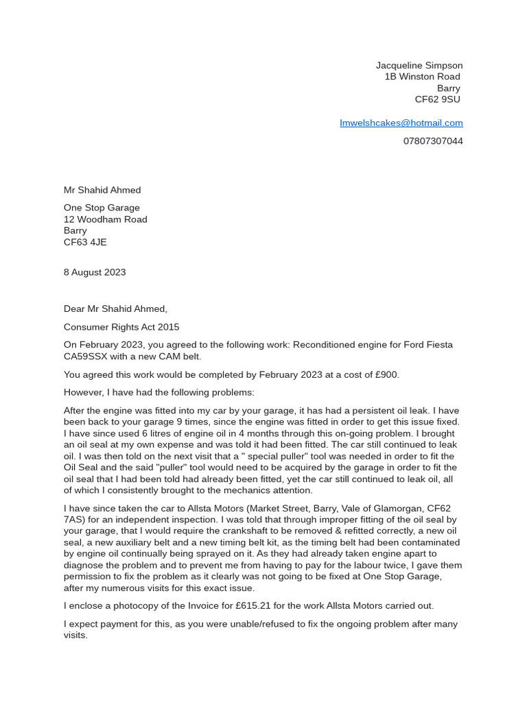 Garage Letter | PDF