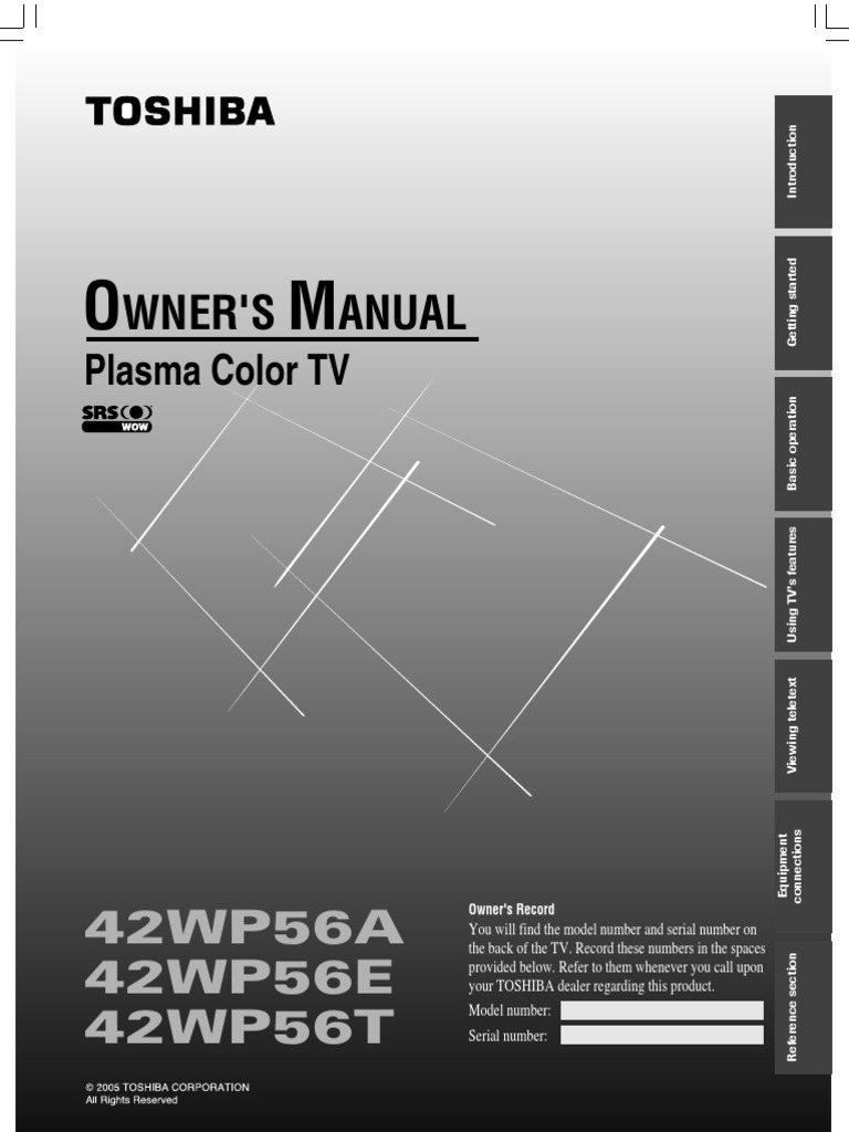 Plasma 42wp56a User Manual | PDF | Ac Power Plugs And Sockets | Hdmi