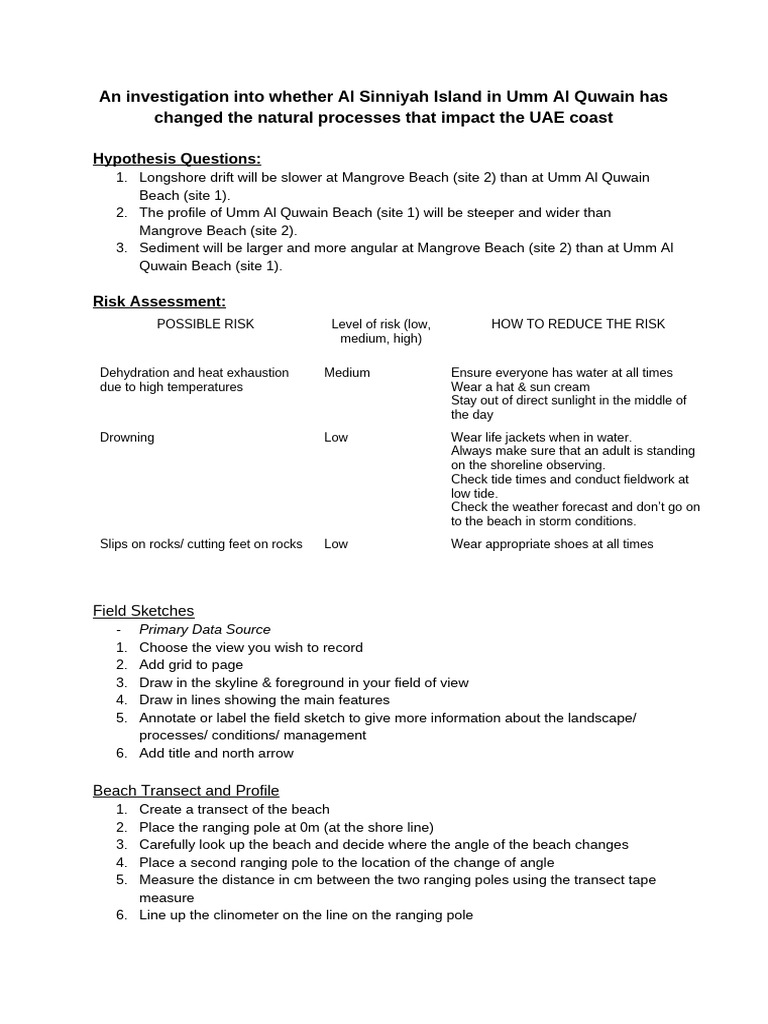 Geography Coastal Fieldwork | PDF