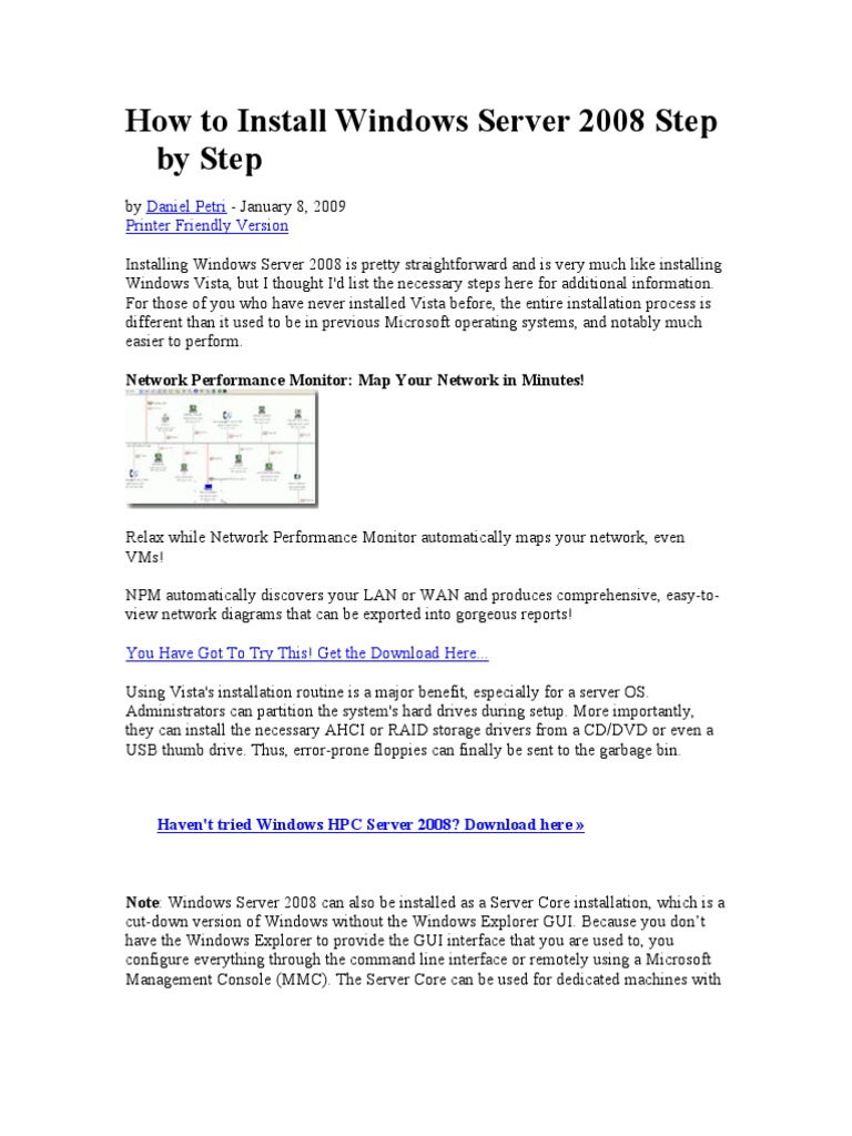 How To Install Windows Server 2008 Step by Step | PDF | Windows Server ...