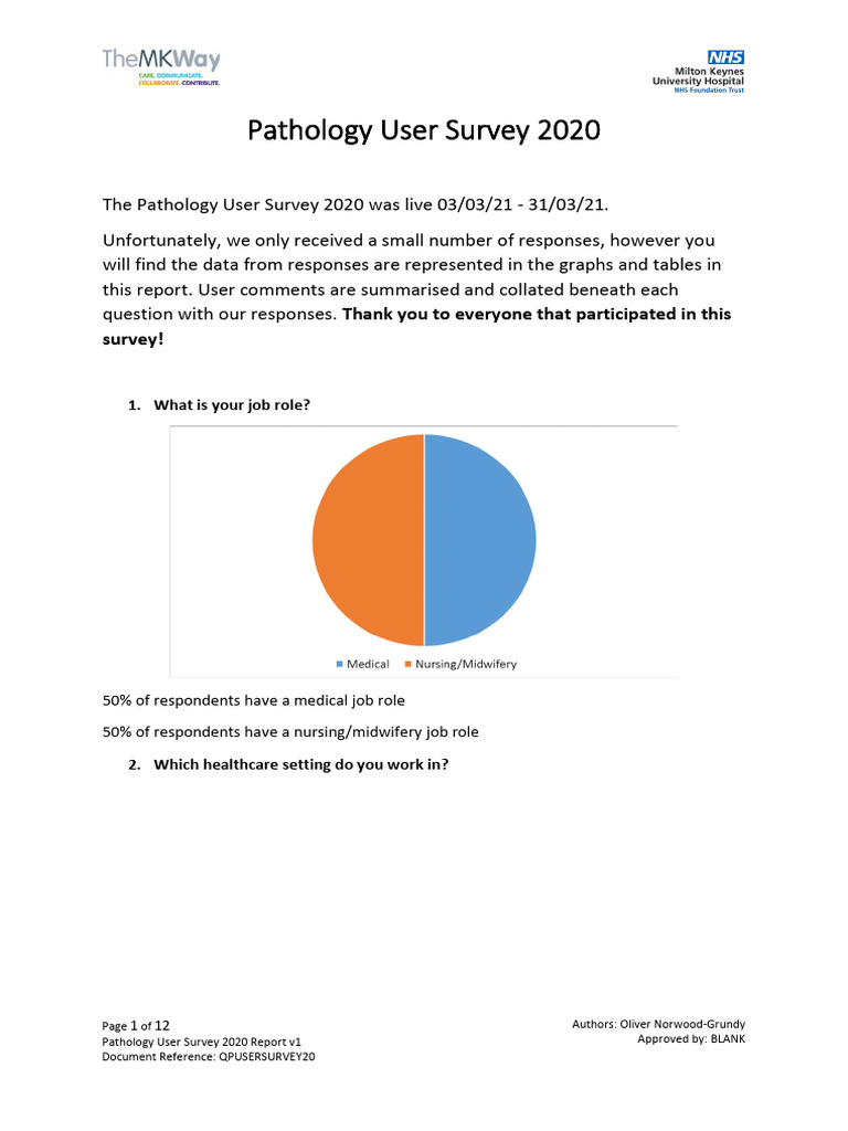 Pathology User Survey Report 2020 User Edition 1 | PDF