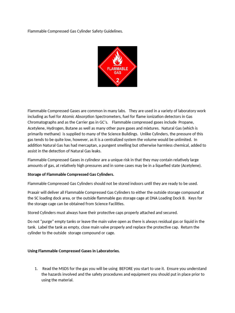 Flammable Compressed Gas Cylinder Safety Guidelines 2015 draft 1 (2) | PDF Flammable Compressed Gas Cylinder Safety Guidelines 2015 draft 1 (2) | PDF