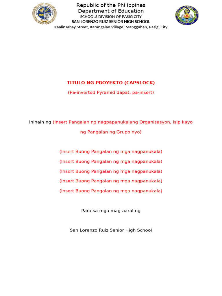 Panukalang Proyekto Template A | PDF
