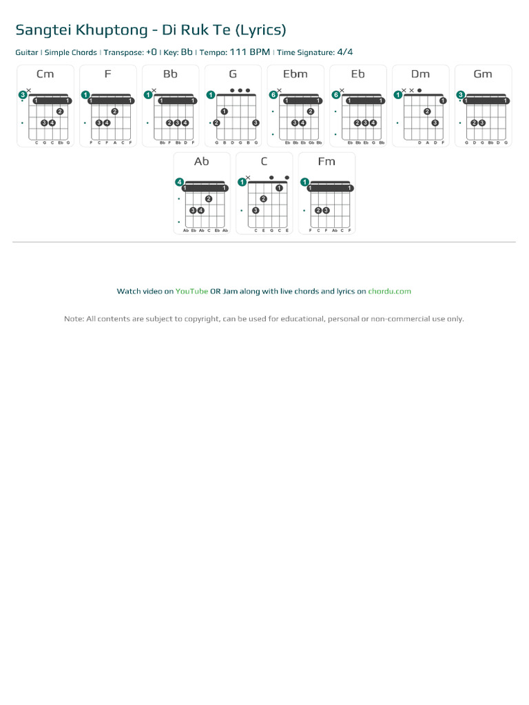 Sangtei Khuptong Di Ruk Te Lyrics | PDF