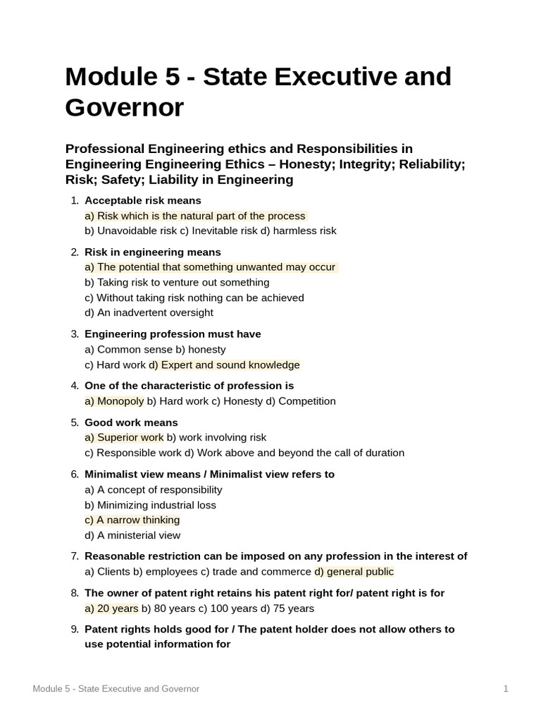 Module 5 - State Executive and Governor | PDF