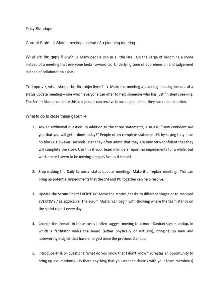 Tips to improve daily scrum | PDF