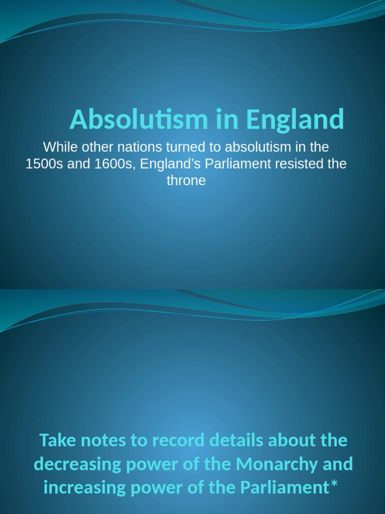 Absolutism in England | PDF