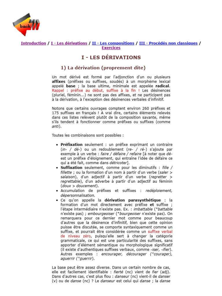 I - Les Dérivations | PDF