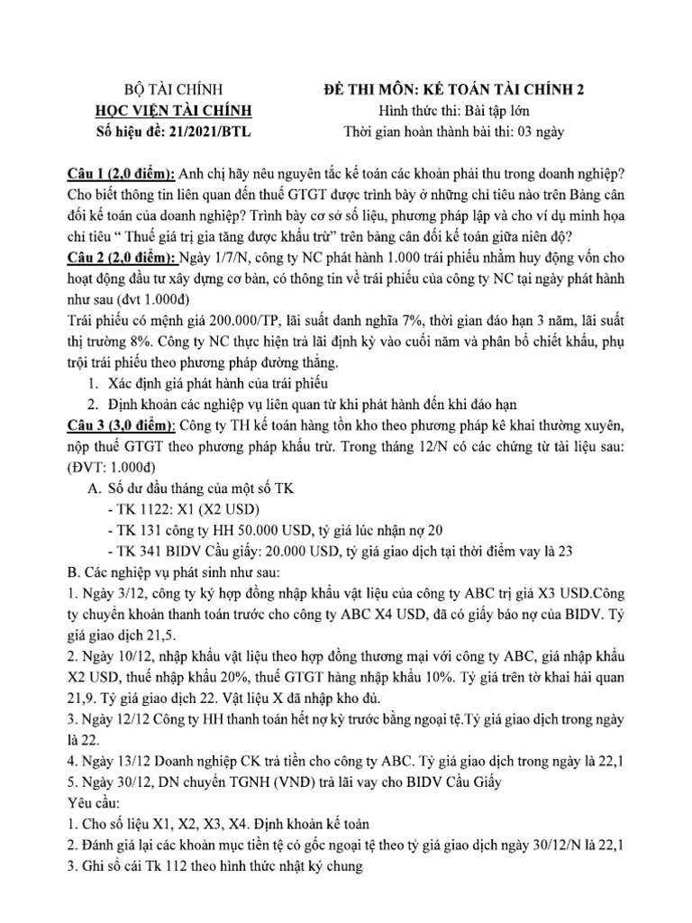 Đề thi KTTC2 Ánh ngọc | PDF