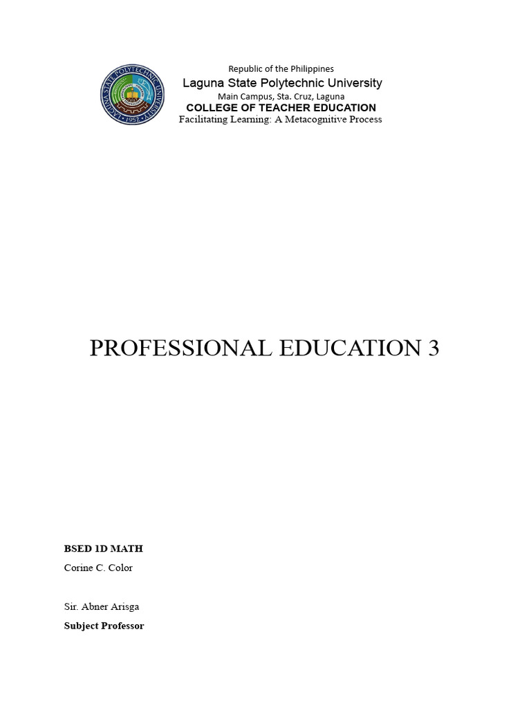 ProfEd3_Facilitating Learning A Metacognitive Process (1) | PDF ProfEd3_Facilitating Learning A Metacognitive Process (1) | PDF