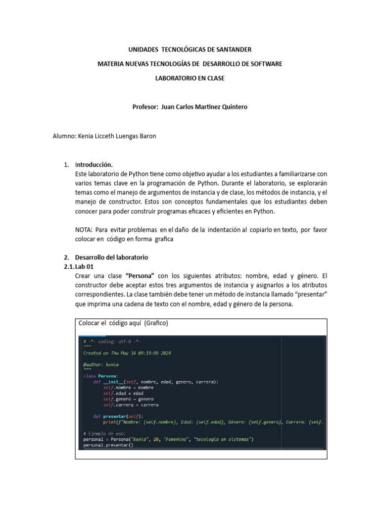 Laboratorio Clase Python Poo Semana 09 Mayo | PDF | Python (lenguaje de programación) | Informática