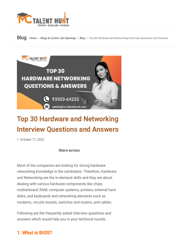 Top 30 Hardware & Networking Interview Q&A | PDF | Computer Network | Computers