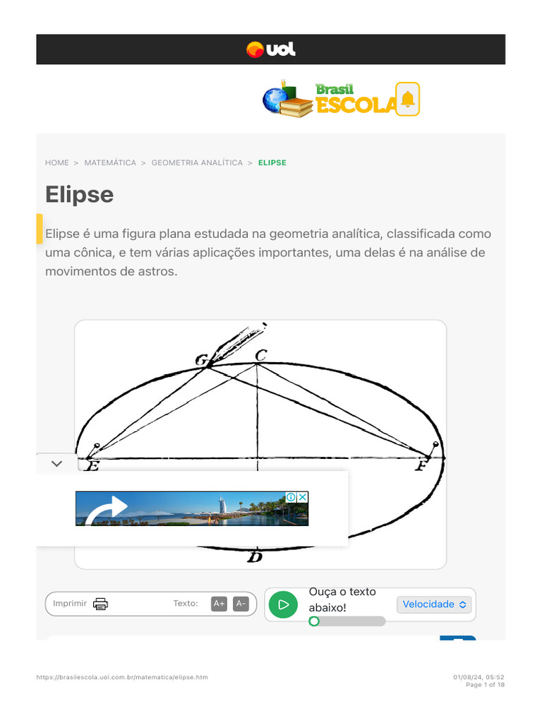 Elipse (Matemática) - o Que É, Elementos, Equação - Brasil Escola | PDF ...