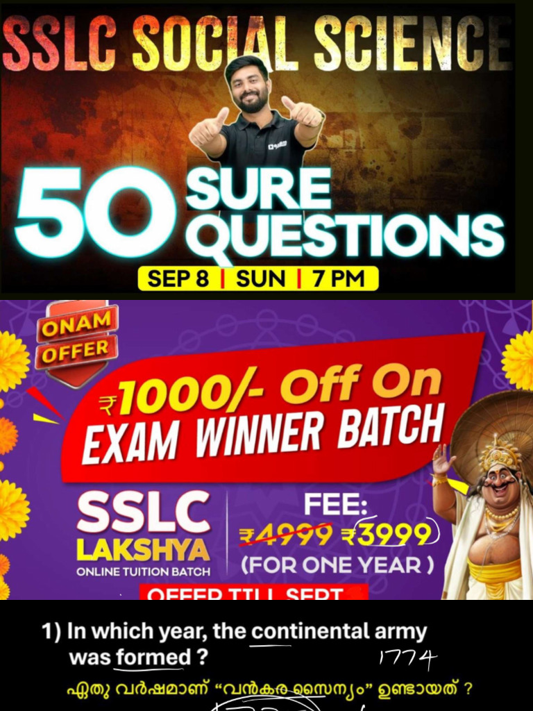 SSLC Social Sure Questions Note | PDF