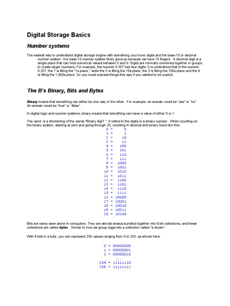 Digital Storage Basics | PDF | Byte | Image Resolution