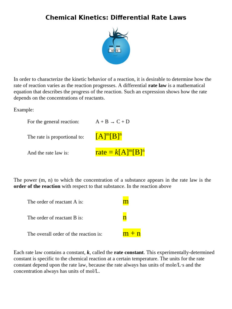 Rate Laws Single Step Rxns Notes Answers | PDF