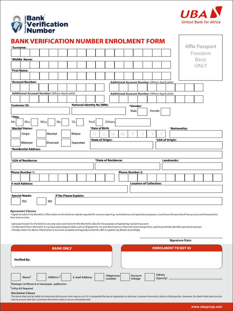BVN Enrolment Form | PDF