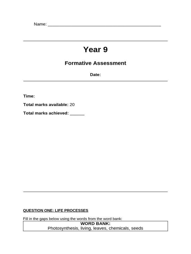 Mini Assessment 1 QP | PDF