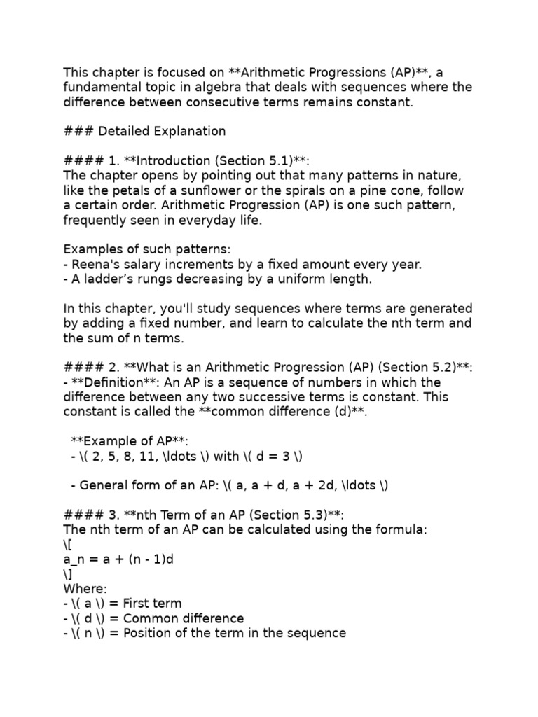Understanding Arithmetic Progressions | PDF | Arithmetic | Sequence