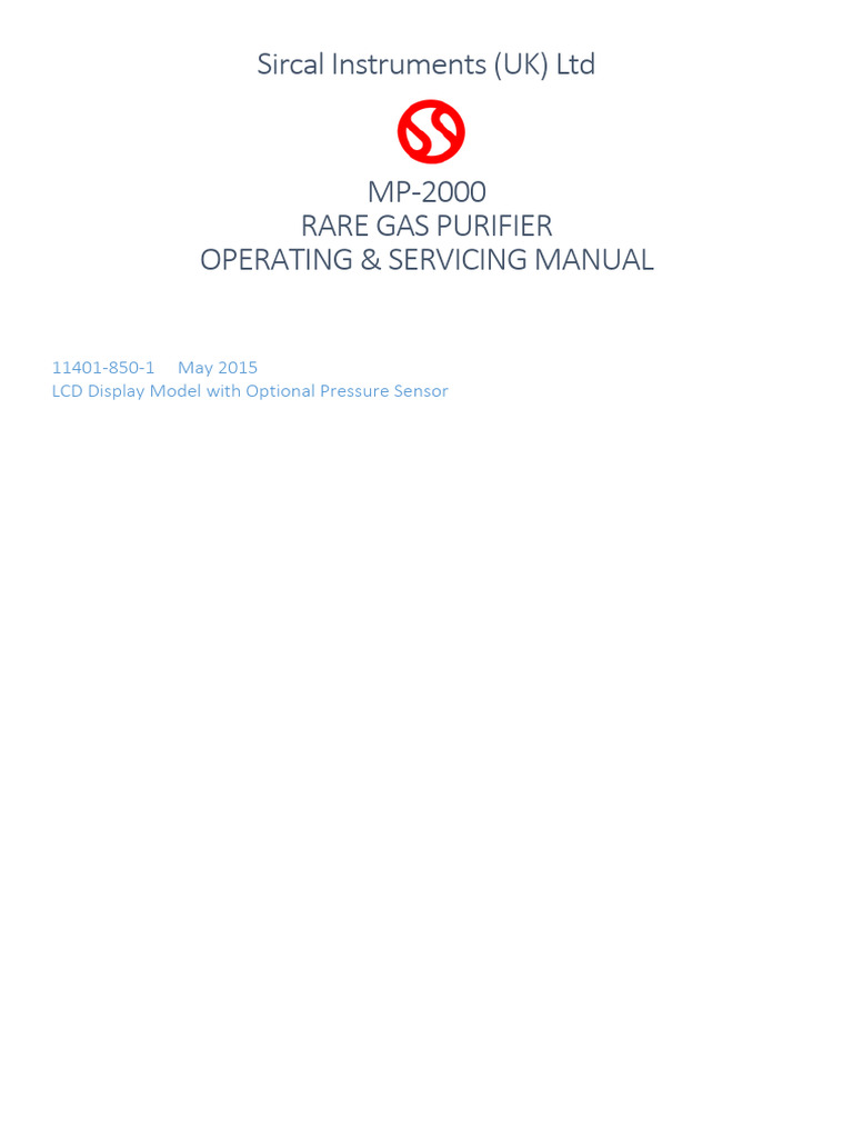 MP-2000 Rare Gas Purifier Manual | PDF | Thermocouple | Technology ...