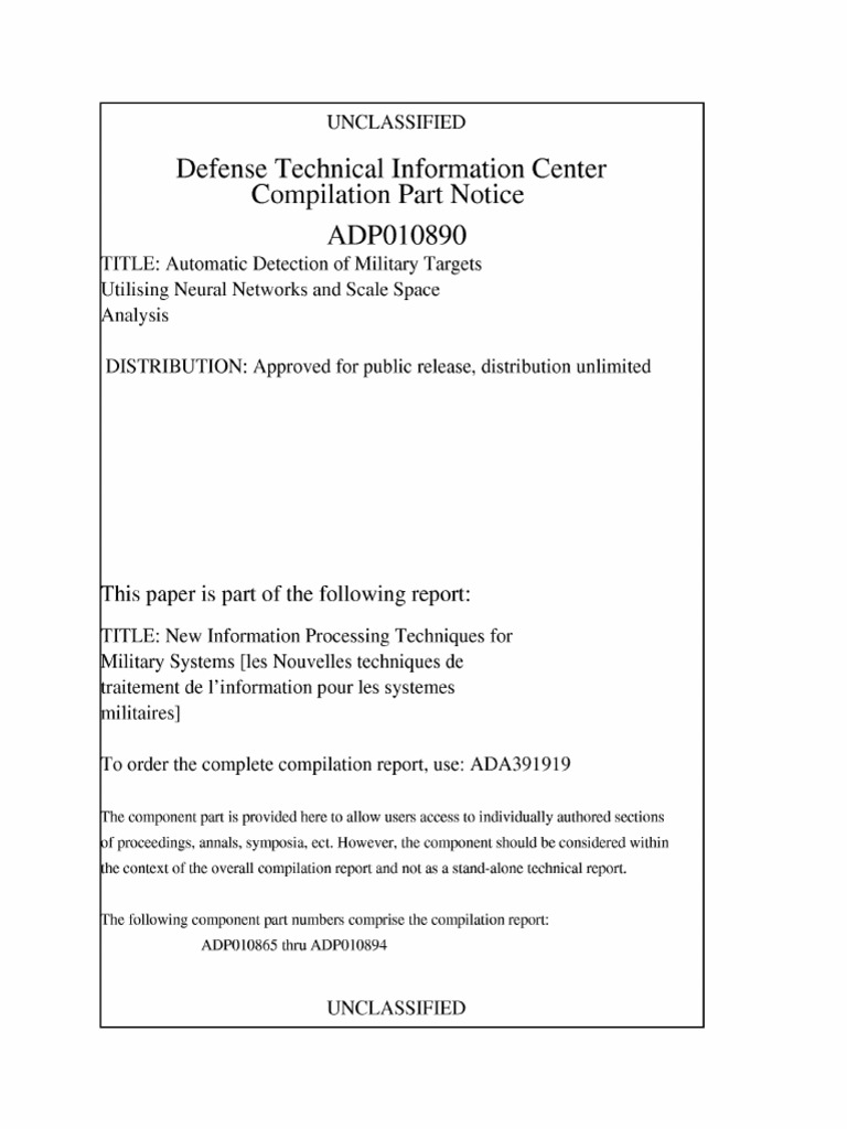 Defense Technical Information Center Compilation Part Notice | PDF