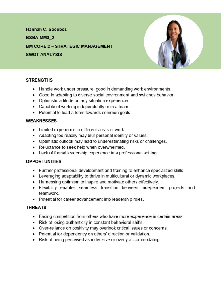 SWOT of Yourself | PDF