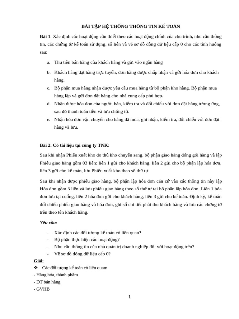 Bài tập HTTTKT | PDF