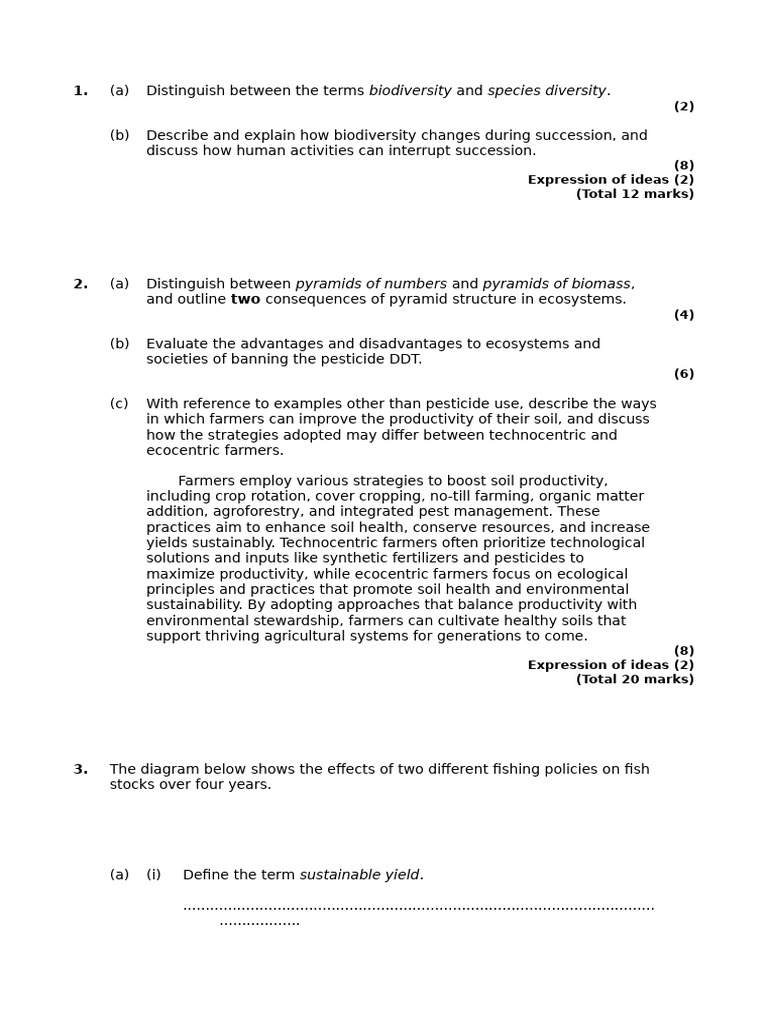 Ecosystems Questions | PDF