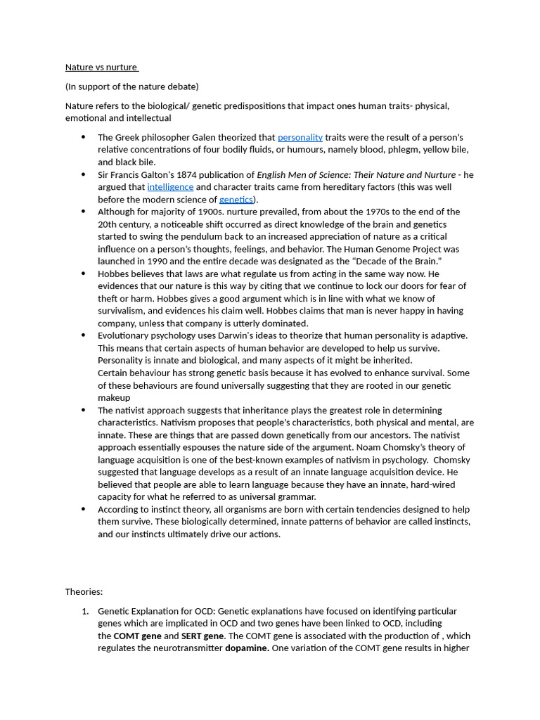 Nature Vs Nurture | PDF