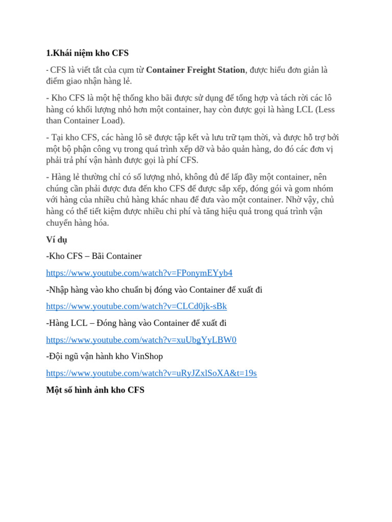 Khái Niệm Kho CFS | PDF