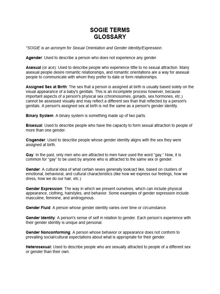 U Glossary - SOGIE Terms | PDF