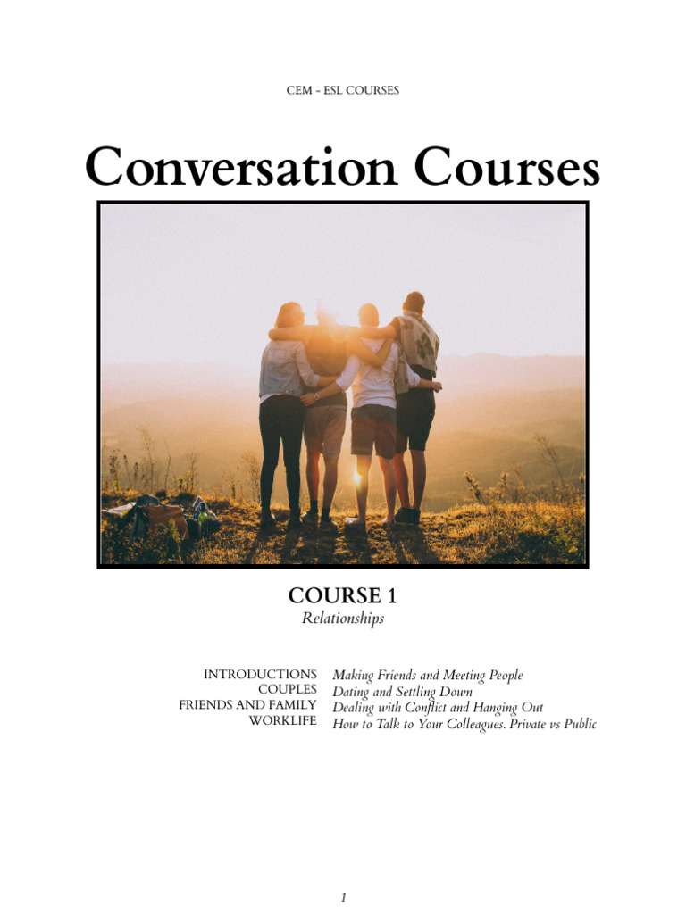 CEM ESL - Conversation Course 1 - Relationships - Booklet | PDF