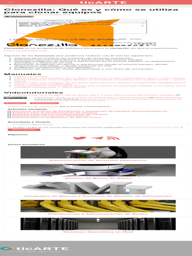 Clonezilla - Qué Es y Cómo Se Utiliza para Clonar Equipos | PDF | Memoria USB | Disco duro