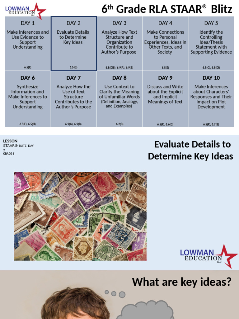Day 2. Lesson. STAAR® Blitz. RLA. 6th Grade | PDF